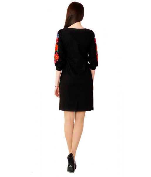 Black Embroidered Linen Dress - “Flower Bouquet” – Ukieology Fashion ...